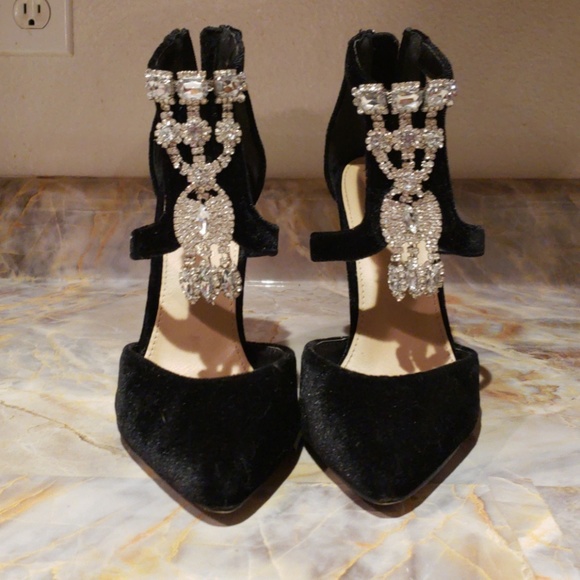 Shoe Dazzle | Shoes | Tiara High Heel With Diamond Accent Black Velvet ...